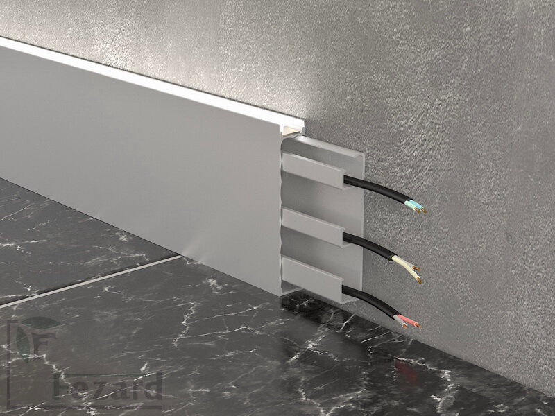 Алюминиевый плинтус с подсветкой Fezard ALP-G80-LA, 80×15 мм, длина 2,5 м, покраска в любой цвет RAL