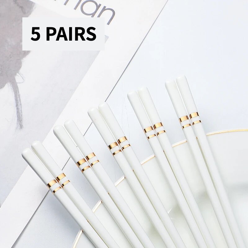 5 пар керамических палочек для еды костяной фарфор Белый, 5Pairs-style 10
