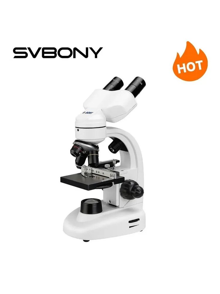 SVBONY SV605 Микроскоп составной бинокулярный, Лабораторный, 80x-1600x, школьный