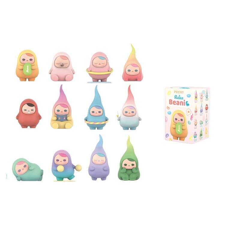 POP MART PUCKY Relaxation Bean Секретные коробки, 12 шт, Whole Box 12 Pcs (Plastic Wrap Removed for Authentication)