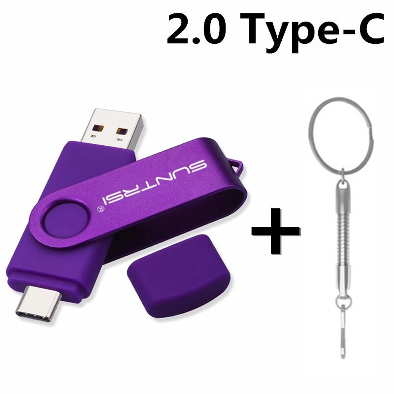 SunTrsi 2.0Type C USB флешка 64 ГБ 128GB, фиолетовый