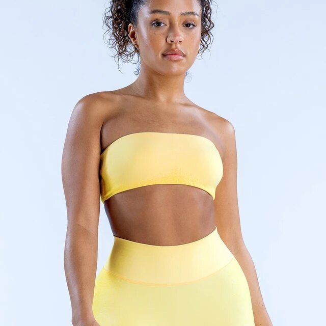 Спортивный бюстгальтер-бандо Ignite Bandeau Impact Sport Bra для женщин, бесшовный, для йоги, со средней поддержкой, с подкладкой, укороченный топ для спортзала, эластичный, с перекрестной спинкой. размер,42/S