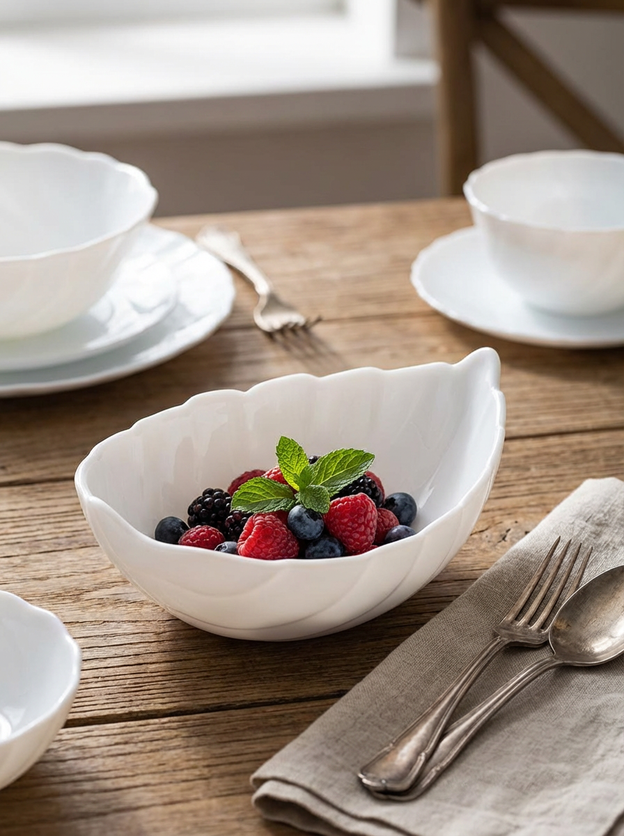 Набор салатников "Листья" 200 мл, 14 см, комплект 6 штук, опаловое стекло