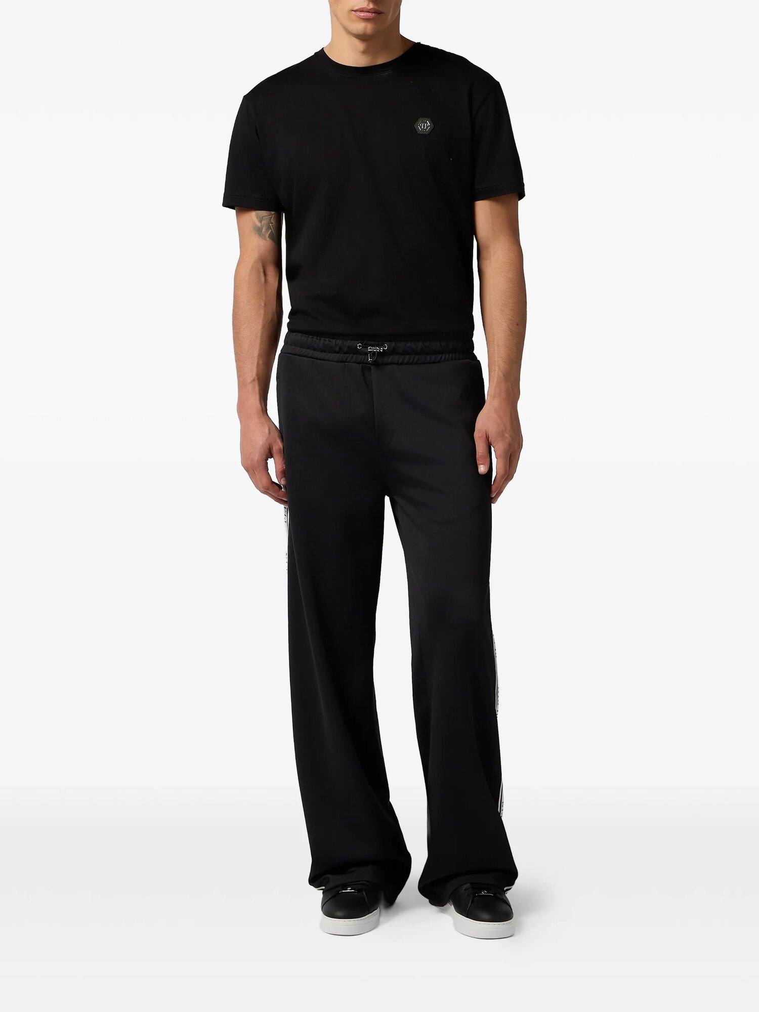 Брюки PHILIPP PLEIN Jacquard-logo track pants, размер 46, black/black — фото 1
