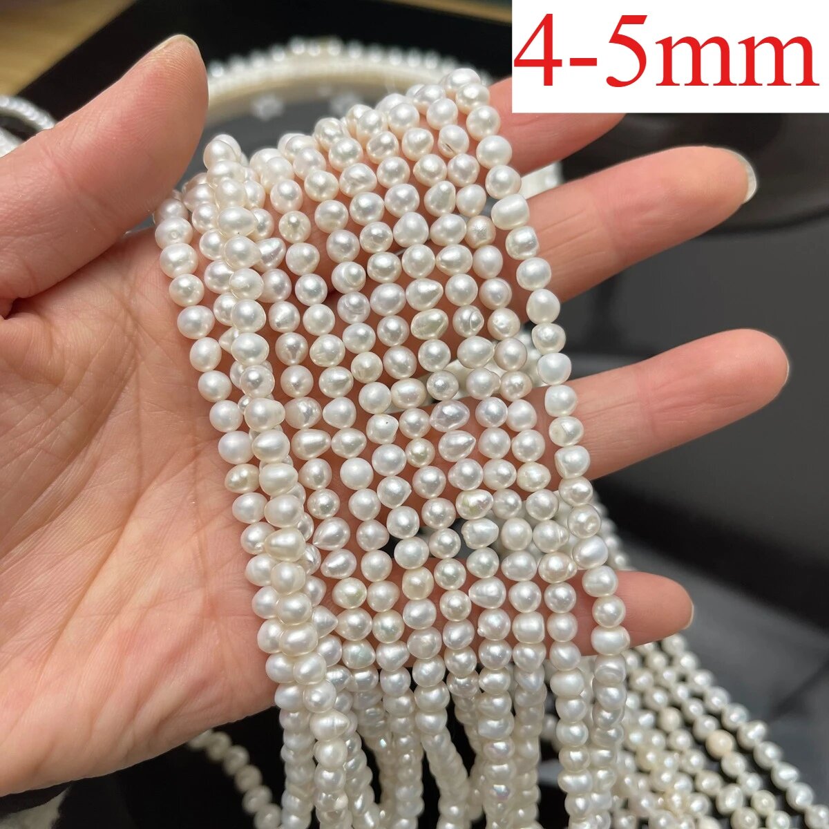 Маленькие бусины из пресноводного жемчуга 2-2,5 мм Белый, 4-5mm