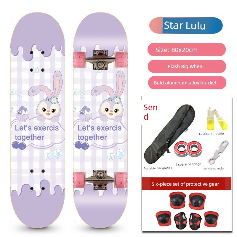 Скейтборд Starlight Lou Lou для детей с 80 мм профессиональными светодиодными большими колесами, полный комплект для