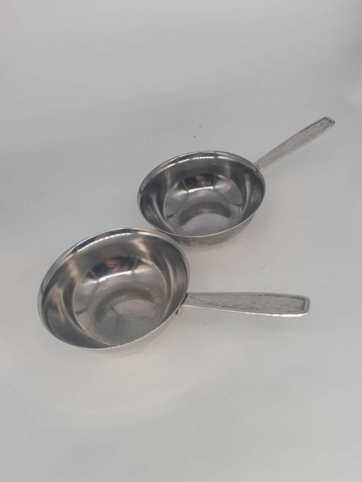 Винтажный советский набор кокотниц из нержавеющей стали, 2 шт, СССР