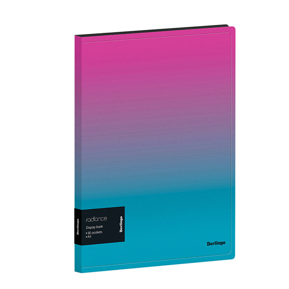 Папка с 30 вкладышами Berlingo "Radiance", 17мм, 600мкм, с внутр. карманом, розовый/голубой градиент, 299442
