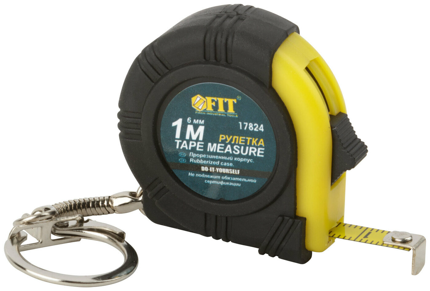 Рулетка-брелок 1м*6мм прорезиненный корпус (24/480)