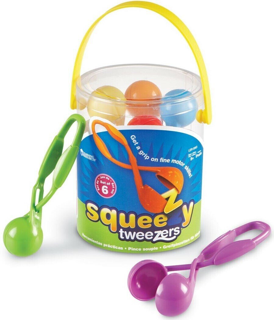 Детские ложки-пинцеты для опытов Learning Resources в ведре, игровой набор из 6 щипчиков для сортировки и развития мелкой моторики