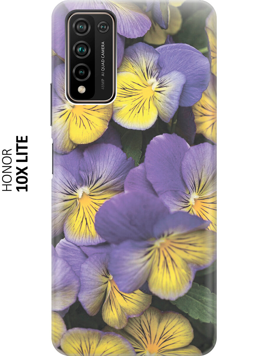 Силиконовый чехол Фиолетовые и желтые фиалки на Honor 10x Lite / Хонор 10Х Лайт