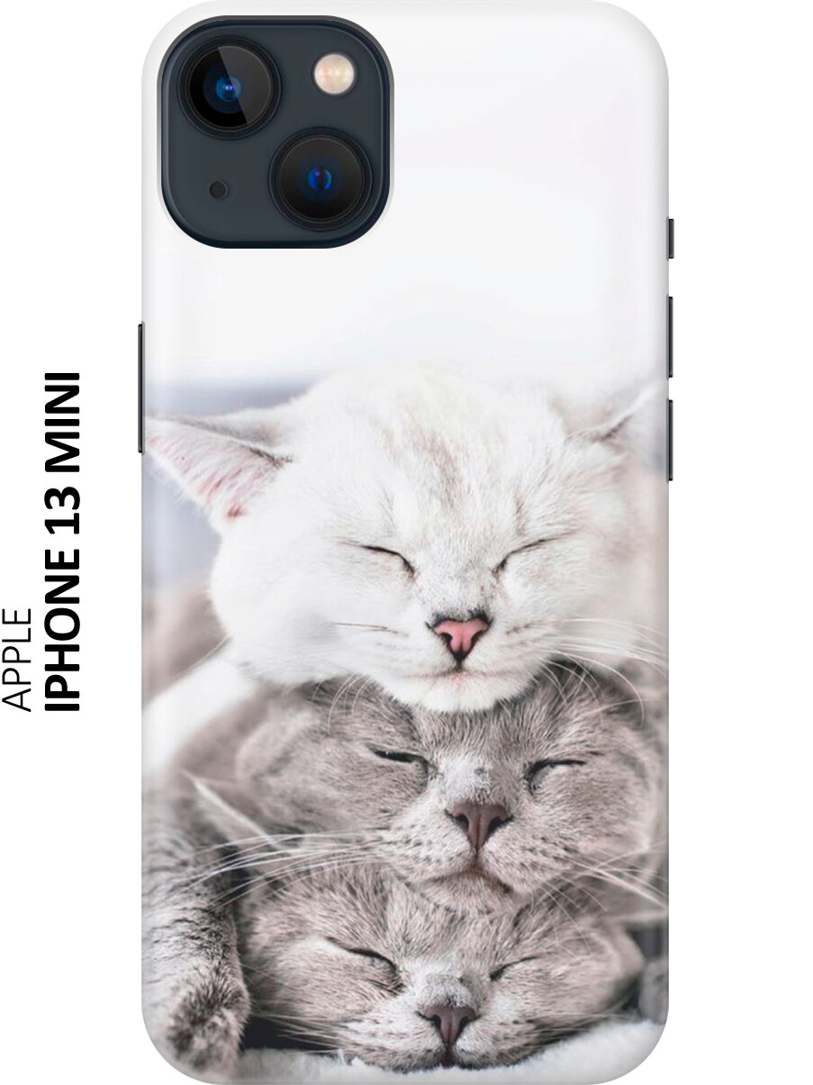 Силиконовый чехол на Apple iPhone 13 Mini / Эпл Айфон 13 мини с рисунком "Три кота"