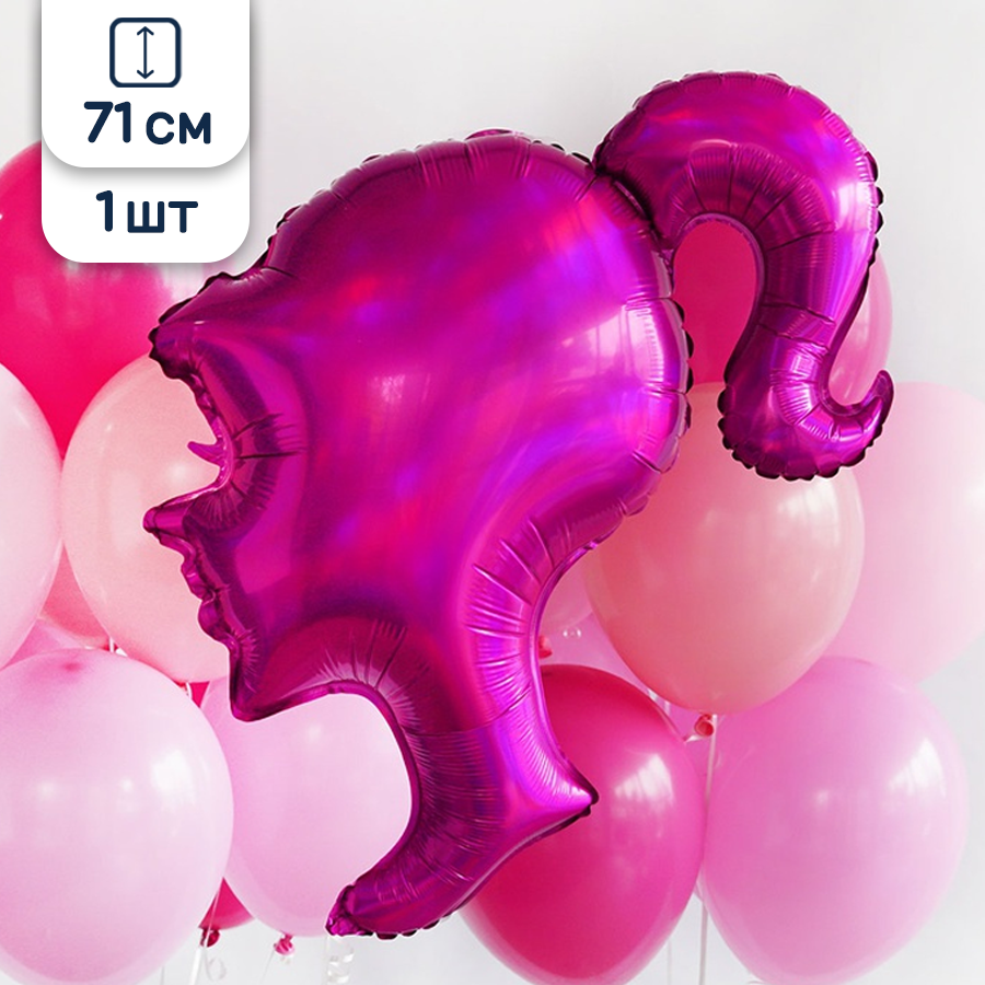 Воздушный шар фольгированный Riota фигурный, Барби, розовый, 71 см