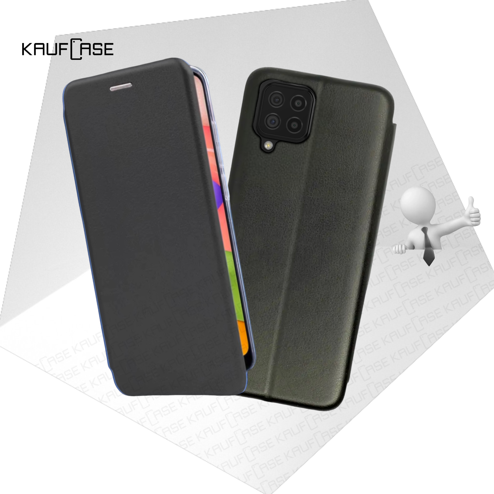 Чехол книжка для телефона Samsung A22 / M22 /M32 (A225/ M225/ M325) (6.4"), черный. Текстура под кожу