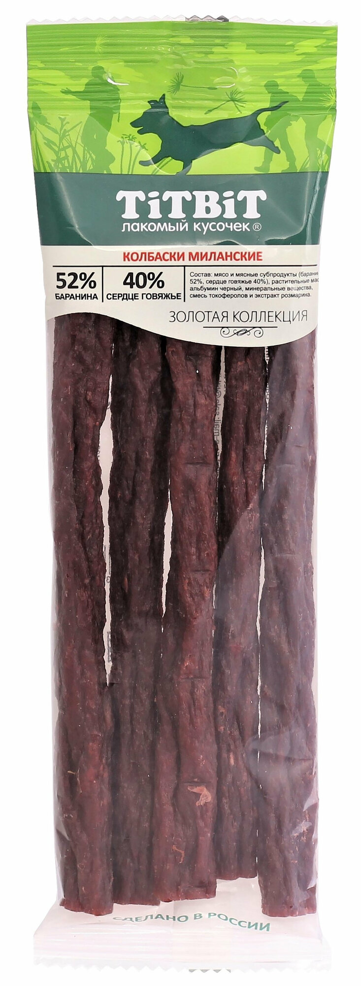 Лакомство TiTBiT золотая коллекция колбаски миланские для собак (75 г)