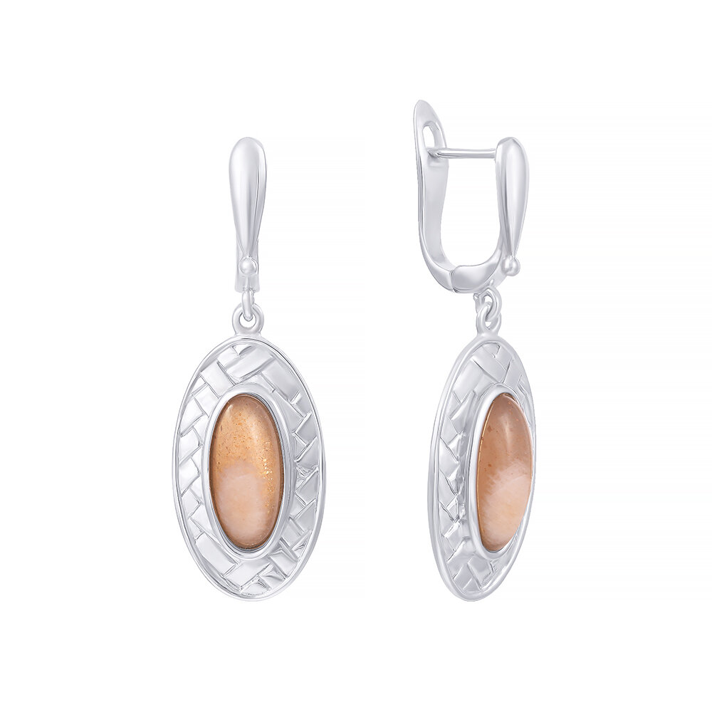 Серьги, серебро, 925 проба, лунный камень