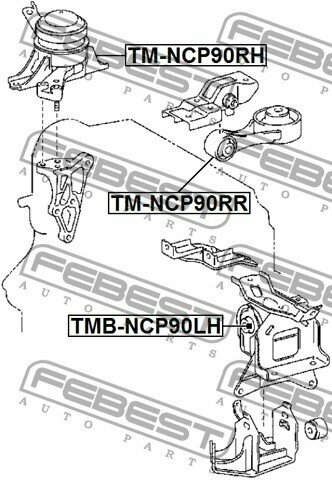 Подушка двигателя задняя, TMNCP90RR FEBEST TM-NCP90RR