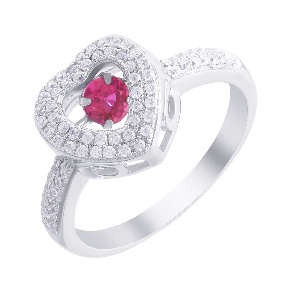 Кольцо, серебро, 925 проба, рубин, фианит