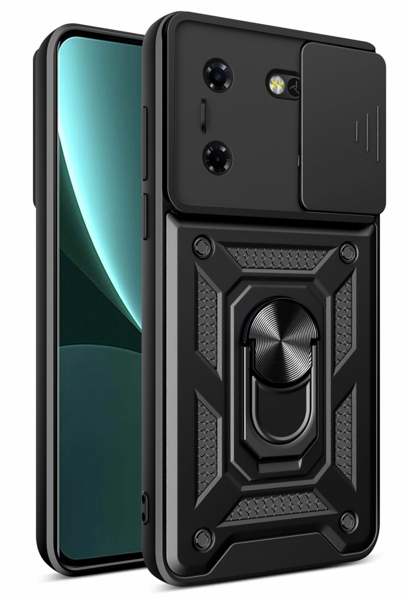 Чехол противоударный для Tecno Pova 5 / Техно Пова 5 с защитой камеры armors (Черный)