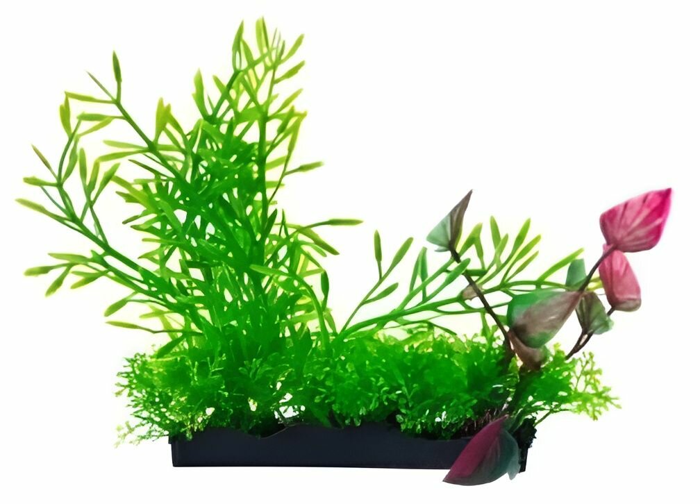 Homefish Растение для аквариума пластиковое Риччия и людвигия, с грузом, 14 см