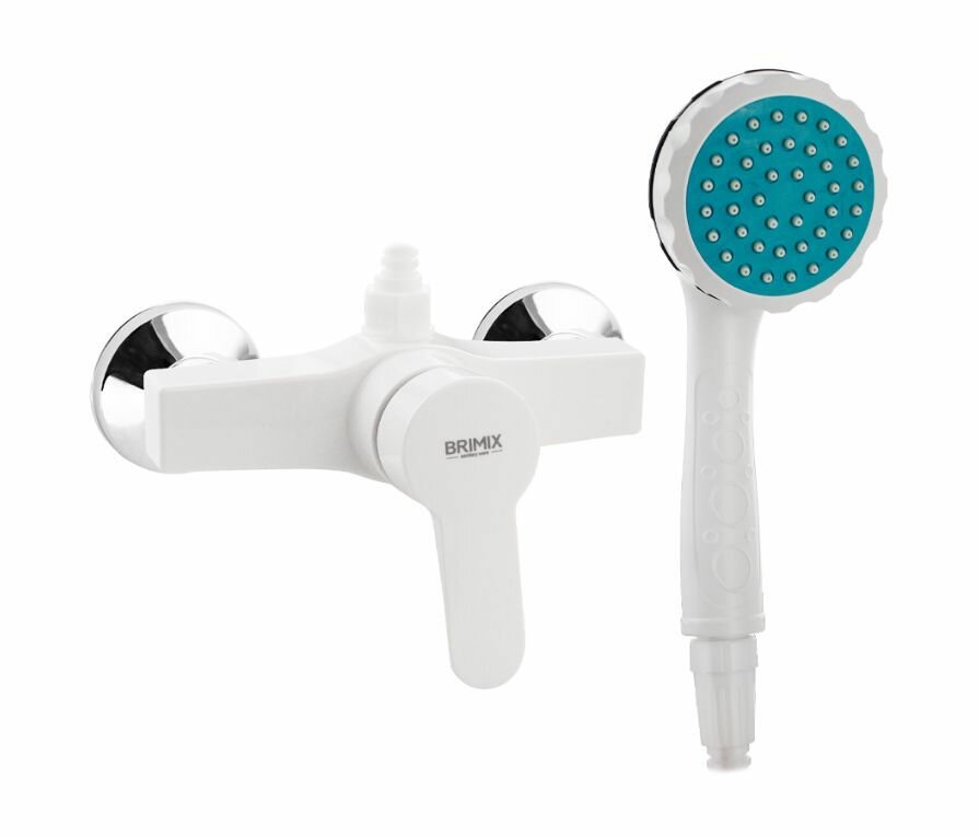 BRIMIX 594 Смеситель в ДУШ , шаровый из высокопрочного пластика АБС - белый