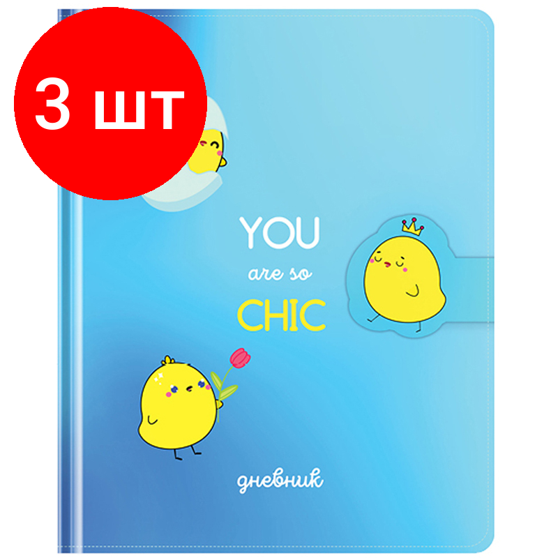 Комплект 3 шт, Дневник 1-11 кл. 48л. (твердый) Greenwich Line "You are so chic", исск. кожа, поролон, УФ-печать, фигруный магнитный клапан, тон. блок, ляссе