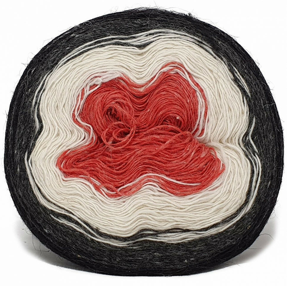 Пряжа Рассказовская ангорка колор 04 черн/бел/красный (2 мотка)