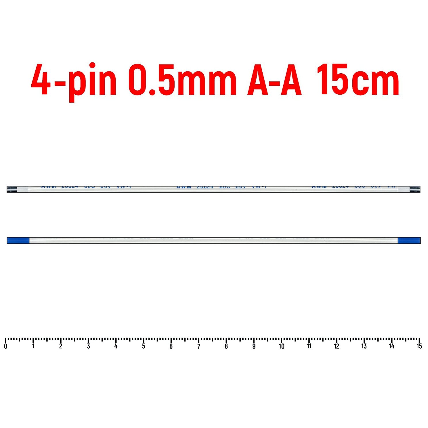Шлейф FFC 4-pin Шаг 0.5mm Длина 15cm Прямой A-A