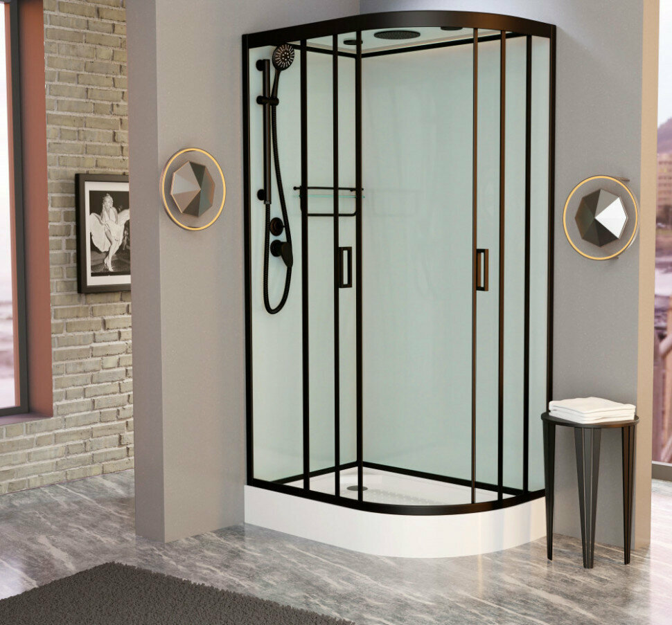 Душевая кабина Frank F411L М Black левосторонняя матовое стекло 110х80 см, 20054