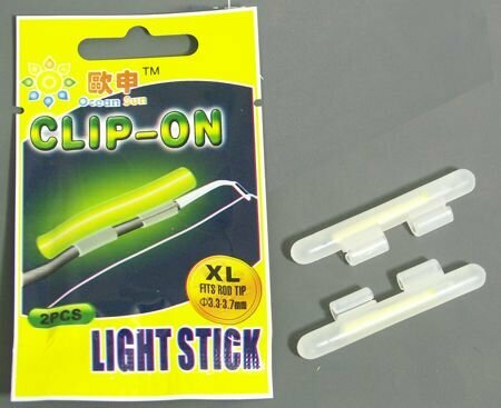 Светлячки рыболовные Ocean Sun XL с клипсами 3.3-3.7 мм в упаковке 2 штуки диаметр 5.1x49 мм желтый цвет видимость 30 метров