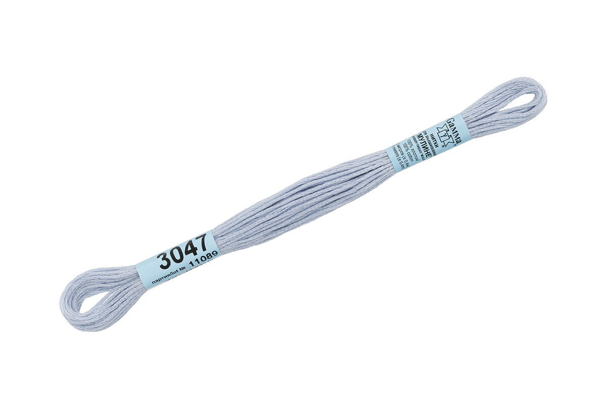 Мулине GAMMA нитки для вышивания 8м. 3047 нежно-голубой, 1 штука.