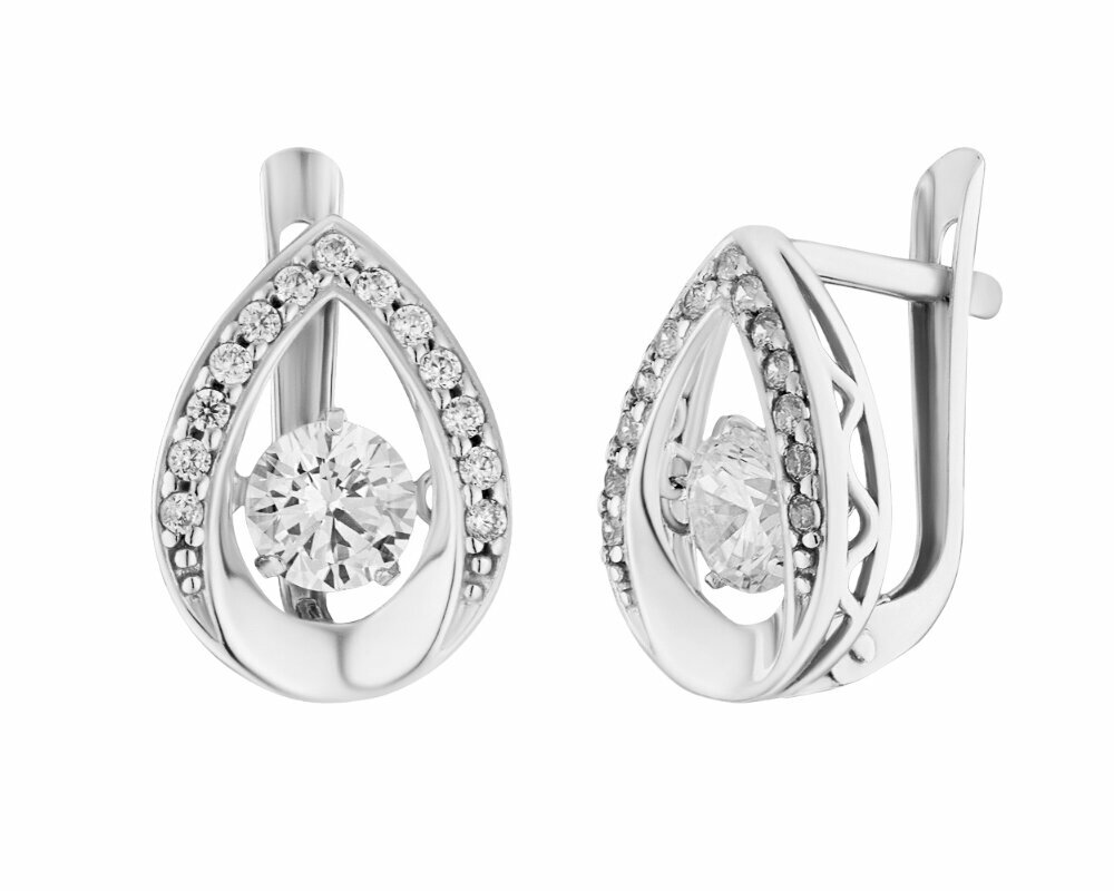Серьги, серебро, 925 проба, фианит