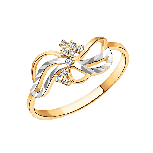 Кольцо, золото, 585 проба, фианит