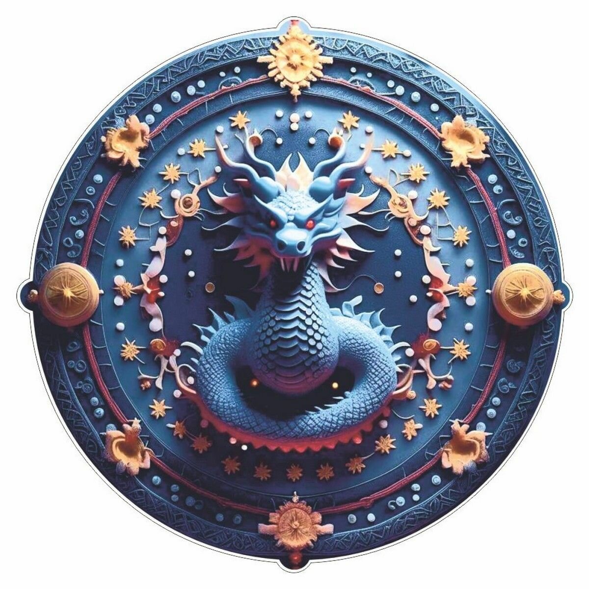 Наклейка круг "Дракон (узор)", 100х100мм, вид 2, Арт рэйсинг