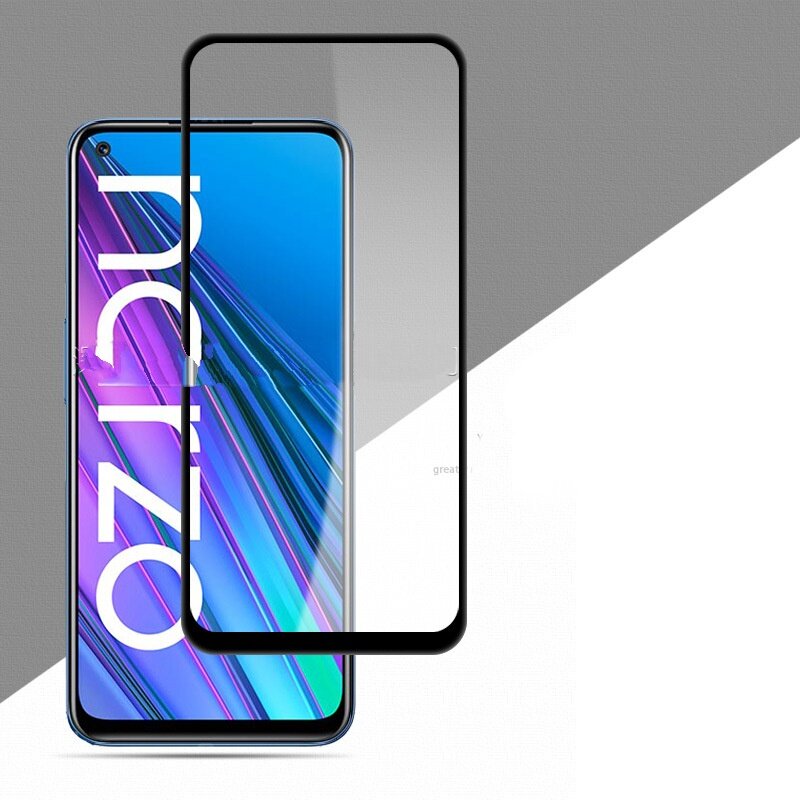 3D/5D защитное стекло для Realme Narzo 30 5G с закругленными изогнутыми краями которое полностью закрывает экран