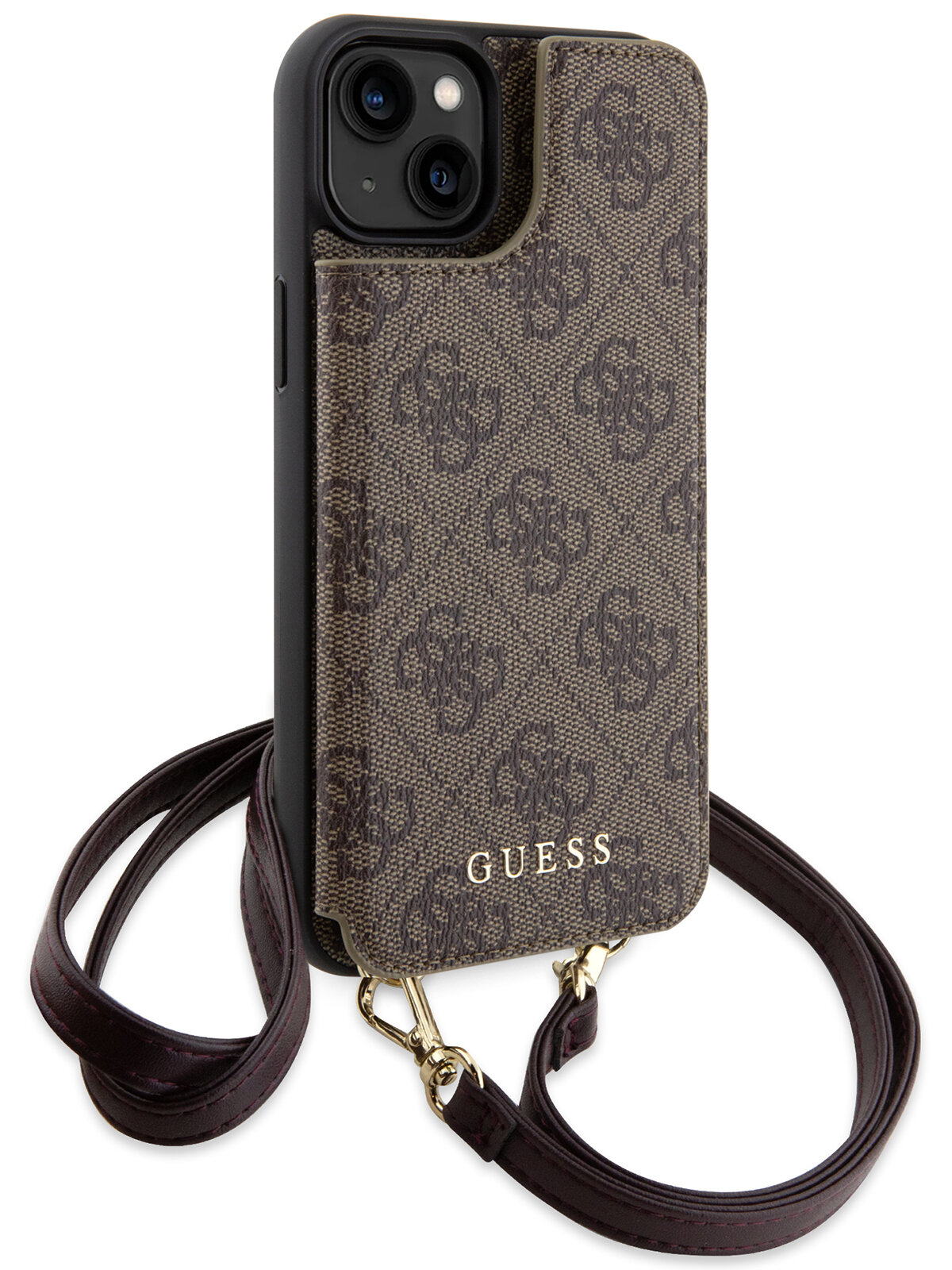 Guess для iPhone 14 Plus чехол Crossbody cardslots magnetic 4G Hard Brown