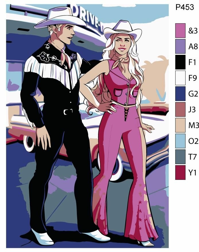 Детская картина по номерам P453 "Barbie (Барби). Кен и Барби" 20x30