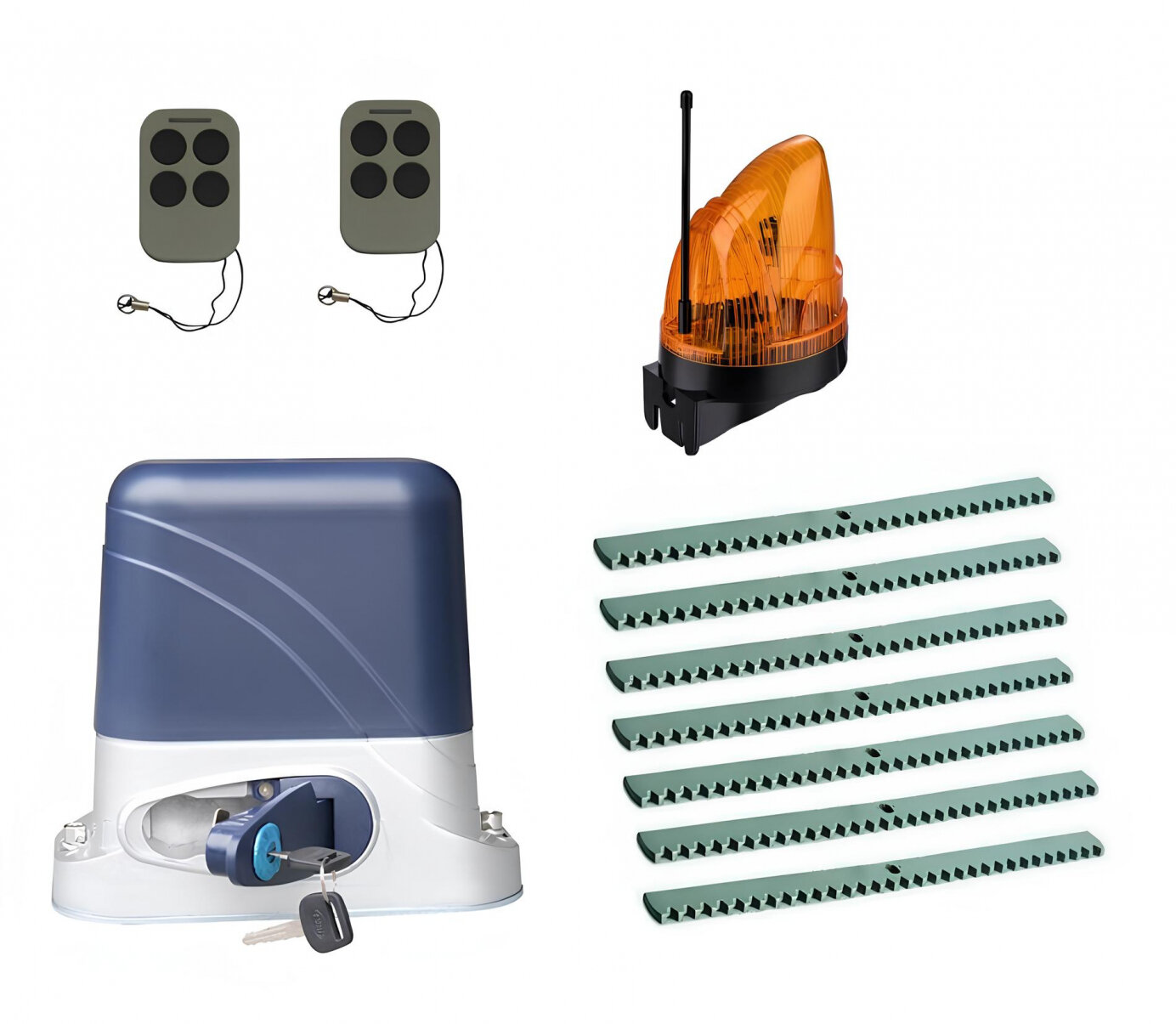 Автоматика для откатных ворот KSL-800 KIT-L1K7, комплект: привод, 2 пульта, лампа, 7 реек