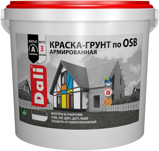 Краска-Грунт по OSB Dali 3кг Армированная, Белая / Дали ОСБ.