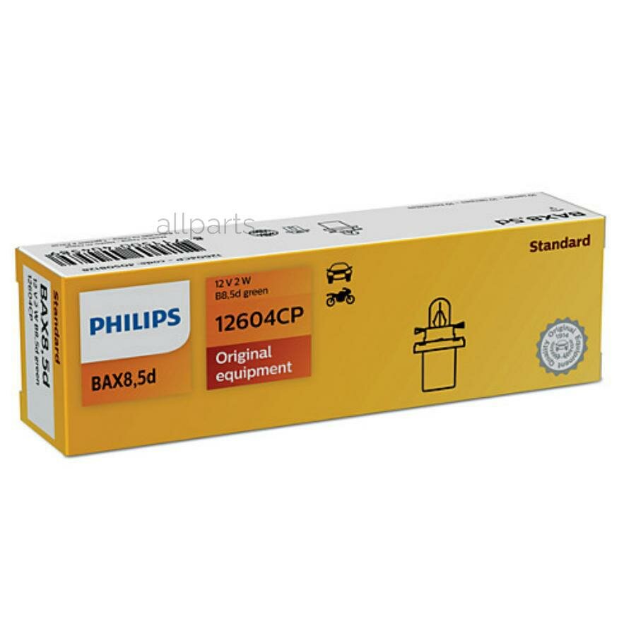PHILIPS 12604CP Лампа BAX 12V 2W B8.5d green
