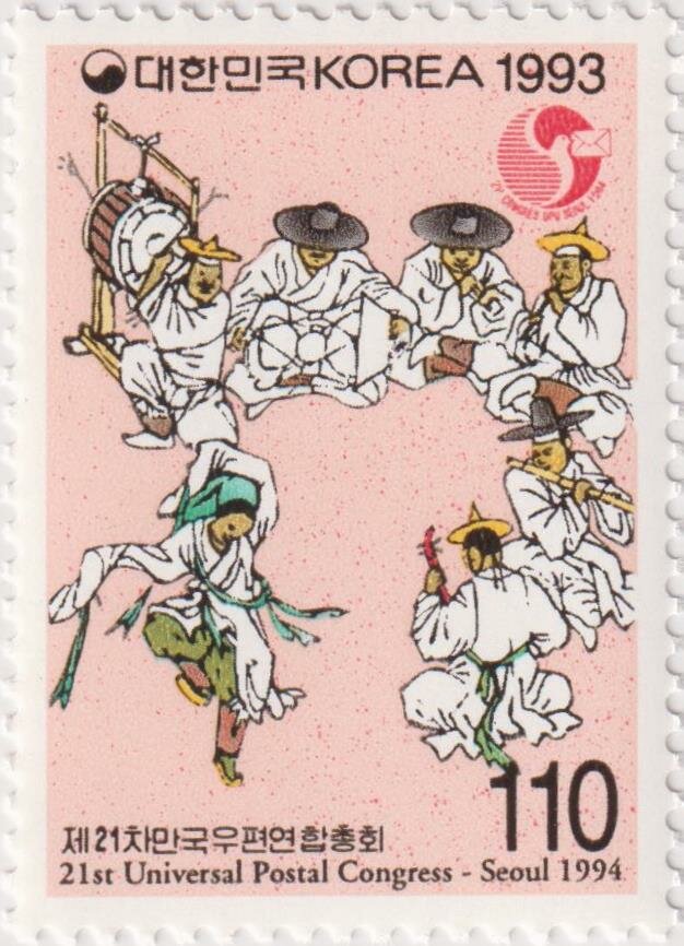 Почтовые марки Южная Корея 1993г. "Картины Ким Хон До - Музыканты и танцор" Картины, Искусство MNH