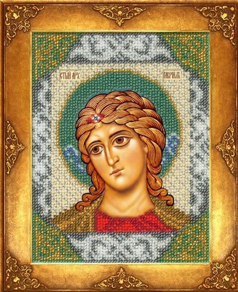 Набор для вышивания Русская искусница #215 Св. Гавриил, Вышивка бисером, 12.5 x 16.3 см
