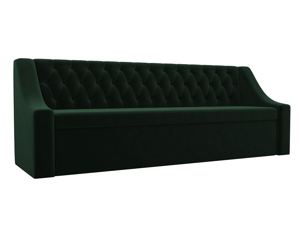 Прямой диван Мерлин Зеленый Велюр, дельфин, 203х65х87 см