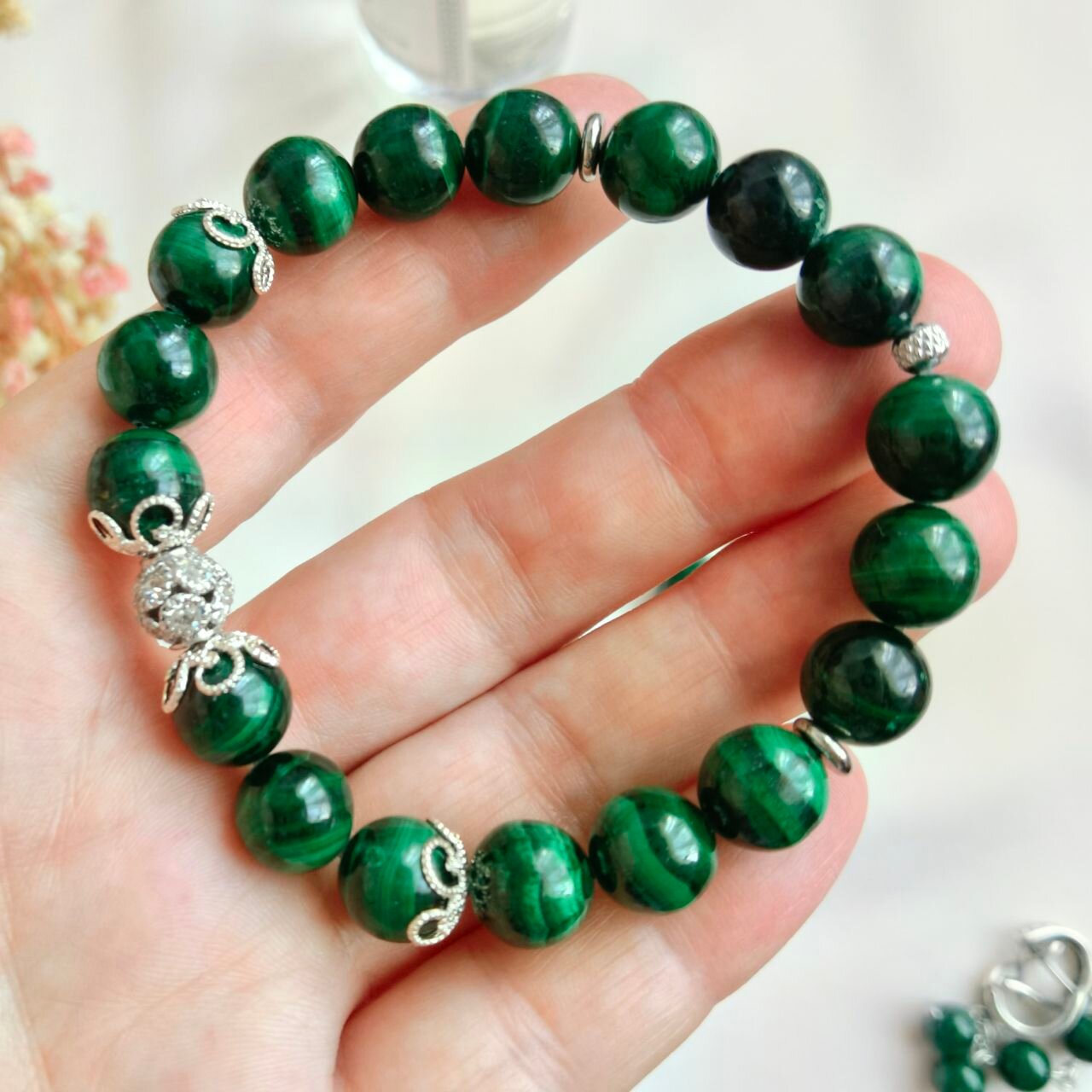 Серьги, малахит