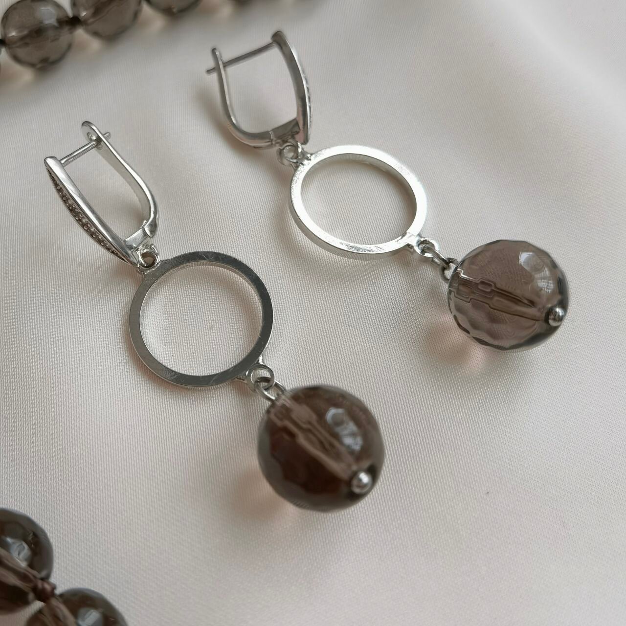 Серьги, раухтопаз