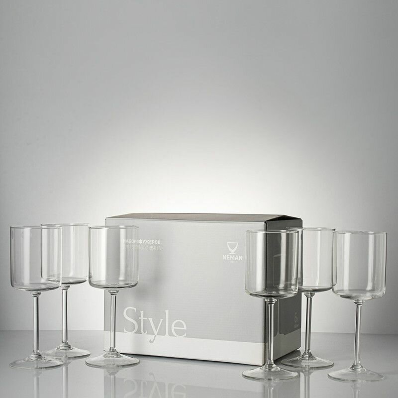 Бокалы стеклянные для белого вина 300 мл. в подарочной упаковке, набор 6 шт. Неман 11807/300гр