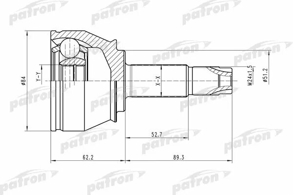 PATRON ШРУС наруж. к-кт 25x51x24 FIAT Doblo 01-, Strada 99-