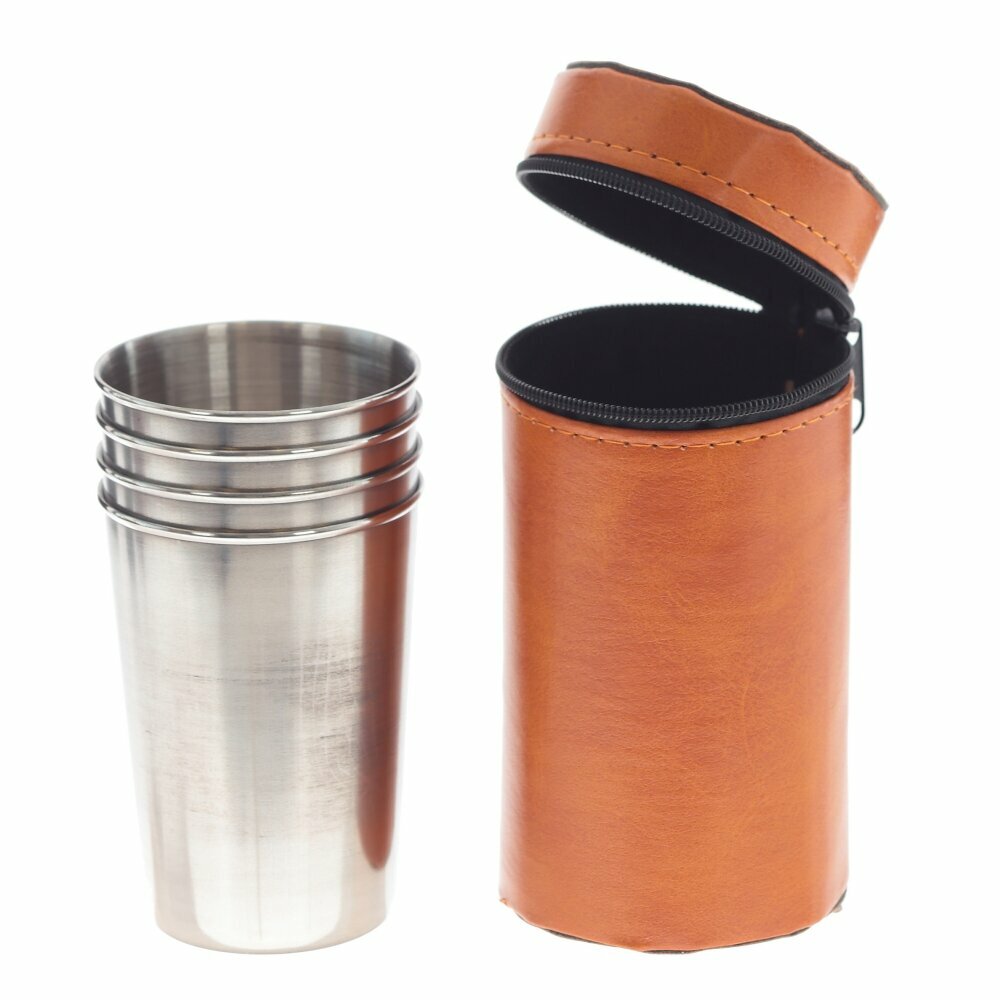 Набор из 4-х стопок в чехле, 200 мл, L6 W6 H12 см