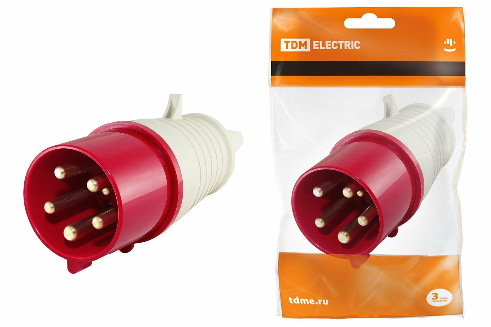 Вилка силовая 025 3Р+РЕ+N 32А 5 штыр. 380В IP44, TDM