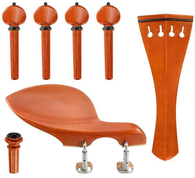 Viola accessory set Acura Meister Ultimo AS-ASGHL252 - Ultimo grade viola accessory set of boxwood with ebony trim. Heart pegs, Hill tailpiece, Guarneri chin rest with English mount and inSight end pin.